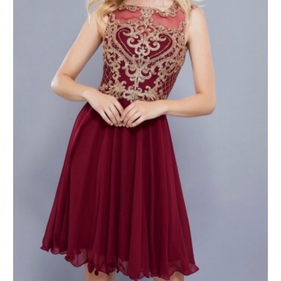 Dresses | Nox Anabel Burgundy Gold Semi Formal Dress | Poshmark